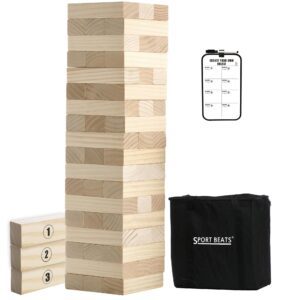 sport beats outdoor games large tower game 54 blocks stacking game - includes carry bag and scoreboard