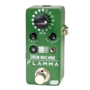 flamma fc12 drum machine guitar pedal drum pedal with real-time fill function, guitar effect pedal with 48 drum grooves 6 music styles & tap tempo eq presets, 44.1khz/24bit mini pedal