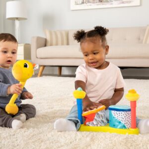 Lamaze Squeeze Beats First Drum Set - Baby Sensory Toy Includes Funny Animal Sounds - Colorful Baby Musical Toys for Early Childhood Development - Ages 12 Months and Up