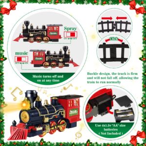 Train Set - Electric Train Toy with Railway Kit, Smoke, Sound, Light, Cargo Cars & Tracks, Toddler Model Train Set for 3 4 5 6 7 8+ Year Old Kids Birthday Gifts