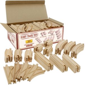 wooden train track 52 piece set - 18 feet of track expansion and 5 distinct pieces - 100% compatible with all major brands including thomas wooden railway system - by right track toys, t