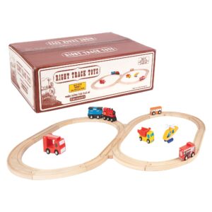 Wooden Train Track 52 Piece Set - 18 Feet Of Track Expansion And 5 Distinct Pieces - 100% Compatible with All Major Brands Including Thomas Wooden Railway System - by Right Track Toys, T