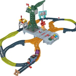 ​Thomas & Friends Motorized Toy Train Set, Talking Cranky Delivery with Track, Sounds & Phrases for Pretend Play Preschool Kids Ages 3+ Years