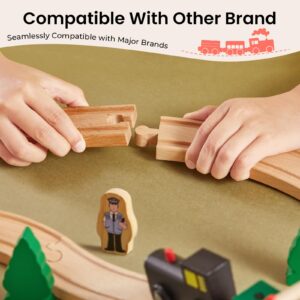 Tiny Land Wooden Train Set for Toddler - 39 Pcs- with Wooden Tracks fits Thomas, fits Brio, fits Chuggington, fits Melissa and Doug - Expandable, Changeable-Train Toy for 3 4 5 Years Old Girls & Boys