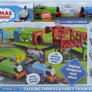 Thomas & Friends Toy Train Set Talking Thomas and Percy Motorized Engines with Track for Preschool Kids Ages 3+ Years (Amazon Exclusive)