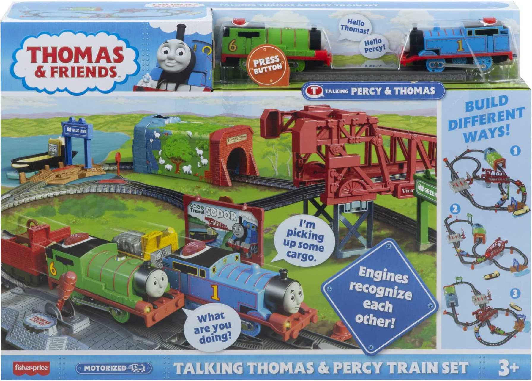 Thomas & Friends Toy Train Set Talking Thomas and Percy Motorized Engines with Track for Preschool Kids Ages 3+ Years (Amazon Exclusive)