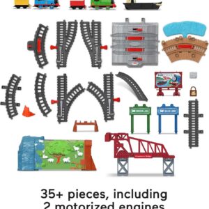 Thomas & Friends Toy Train Set Talking Thomas and Percy Motorized Engines with Track for Preschool Kids Ages 3+ Years (Amazon Exclusive)