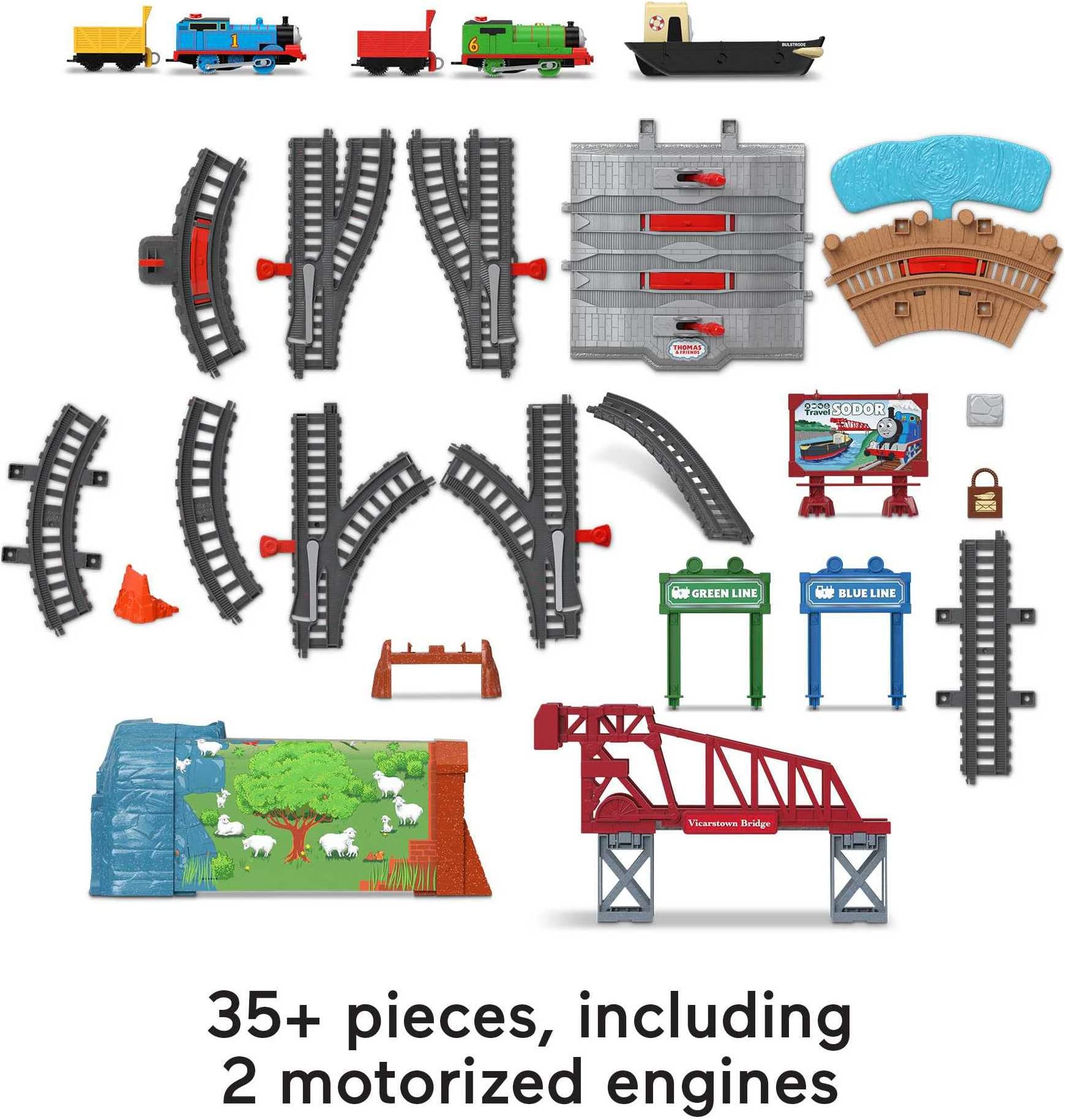 Thomas & Friends Toy Train Set Talking Thomas and Percy Motorized Engines with Track for Preschool Kids Ages 3+ Years (Amazon Exclusive)