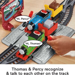 Thomas & Friends Toy Train Set Talking Thomas and Percy Motorized Engines with Track for Preschool Kids Ages 3+ Years (Amazon Exclusive)