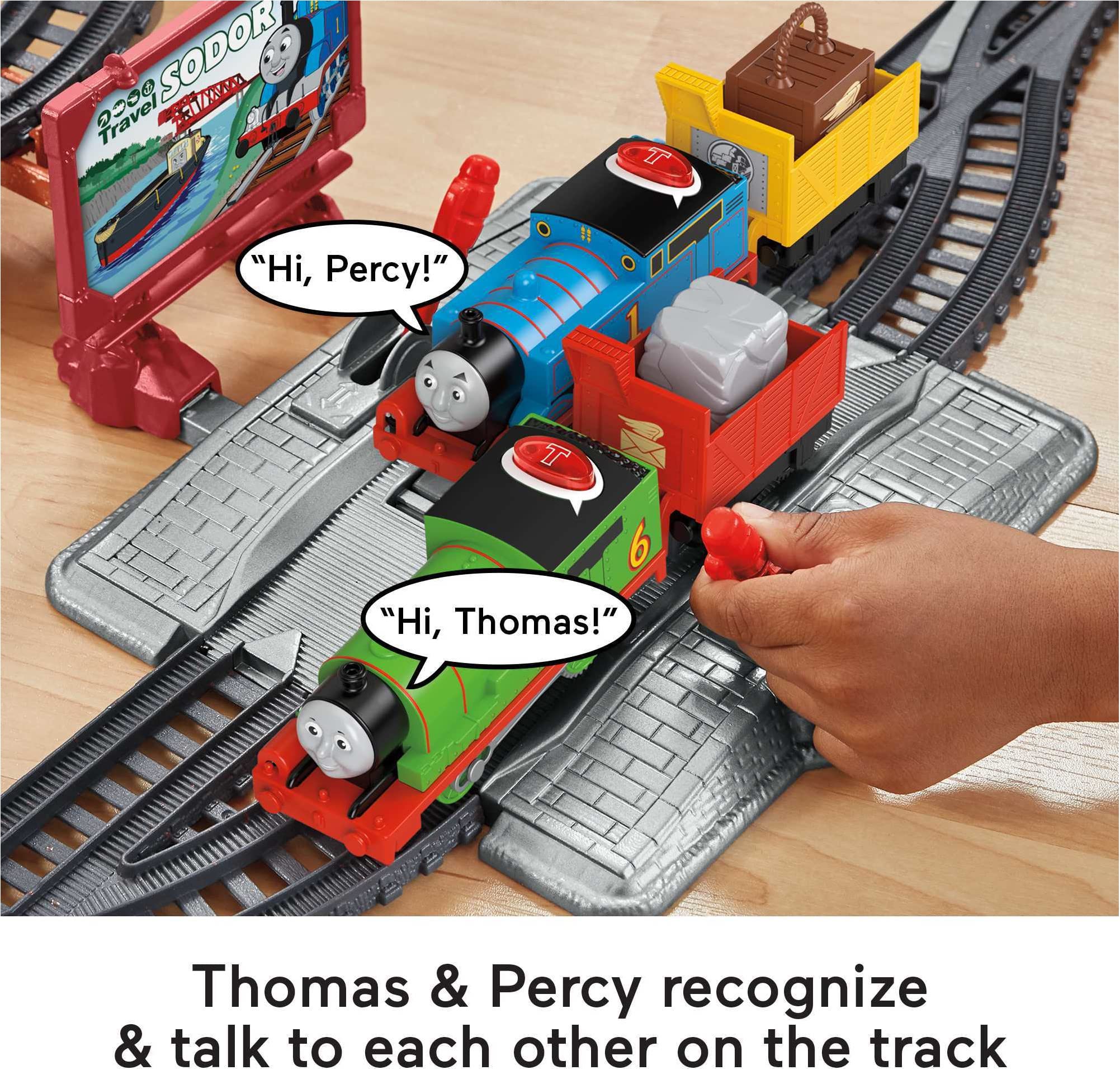 Thomas & Friends Toy Train Set Talking Thomas and Percy Motorized Engines with Track for Preschool Kids Ages 3+ Years (Amazon Exclusive)