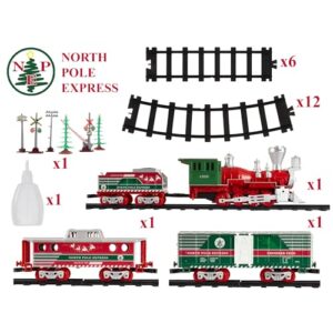 Lionel Trains Set North Pole Express Holiday Train 29 Piece Set with Water Vapor Smoke Effect, Working Headlight, Horn and Bell Sounds