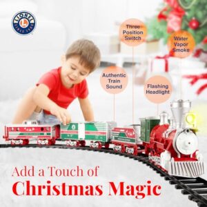 Lionel Trains Set North Pole Express Holiday Train 29 Piece Set with Water Vapor Smoke Effect, Working Headlight, Horn and Bell Sounds