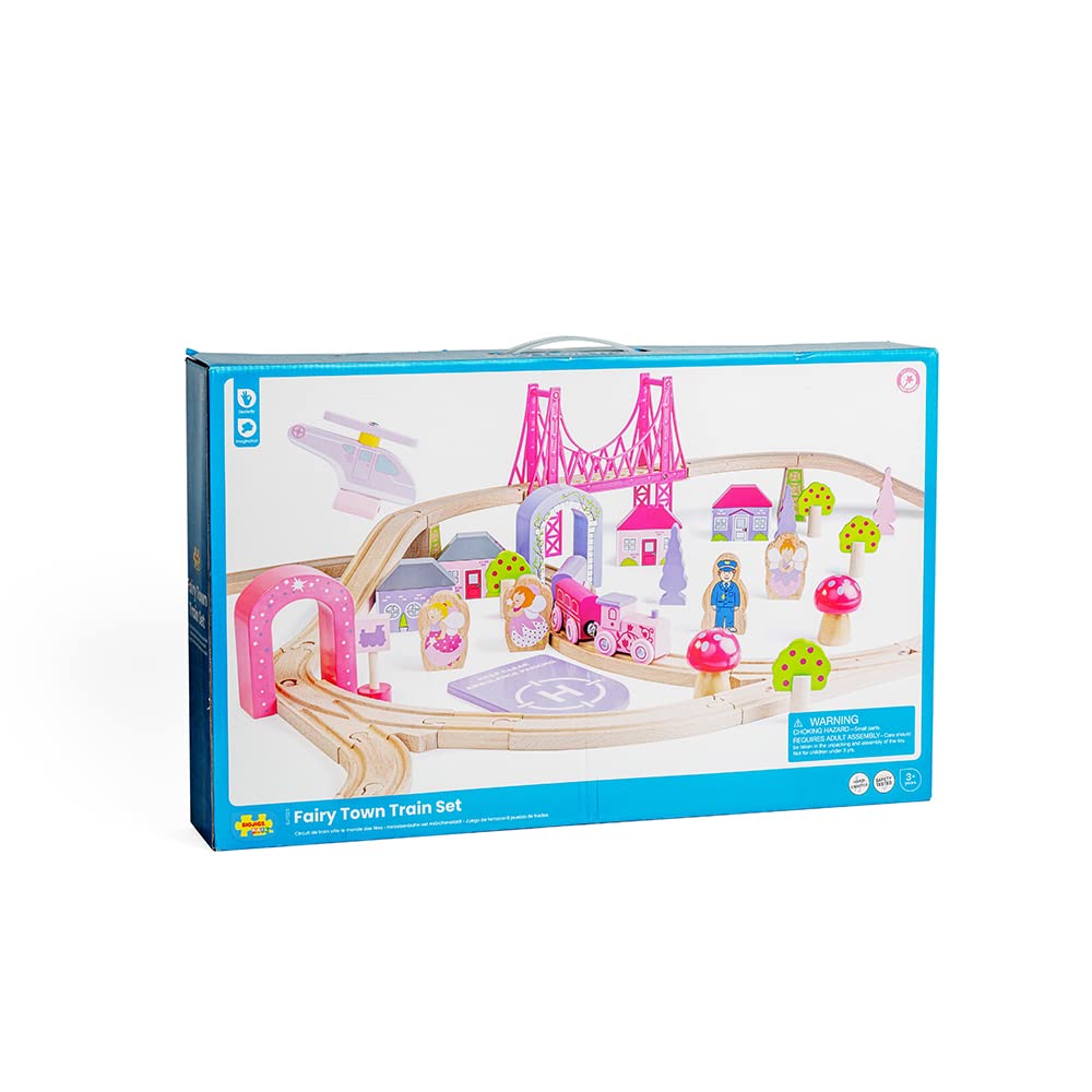 Bigjigs Rail Wooden Fairy Town Train Set - 75 Play Pieces