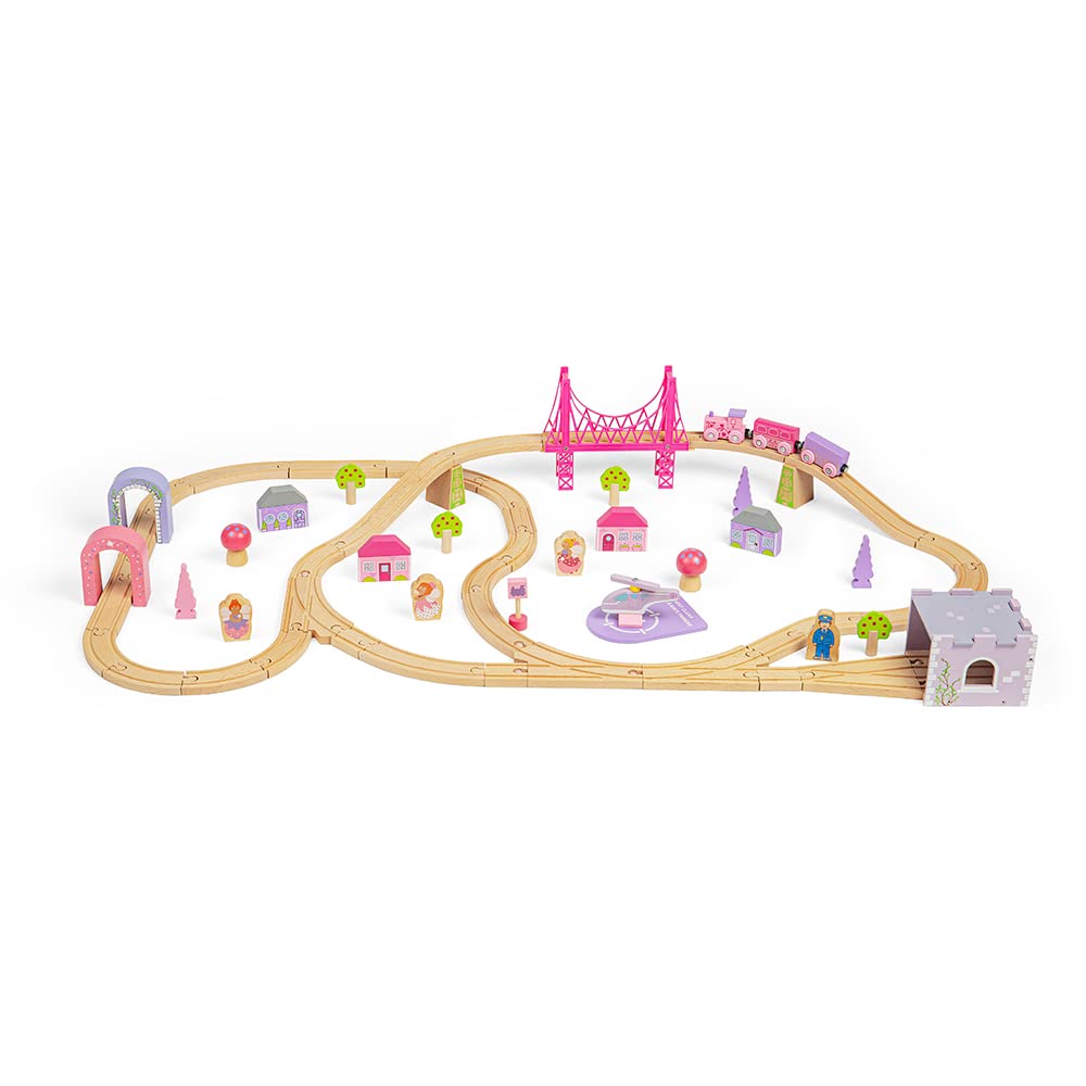 Bigjigs Rail Wooden Fairy Town Train Set - 75 Play Pieces