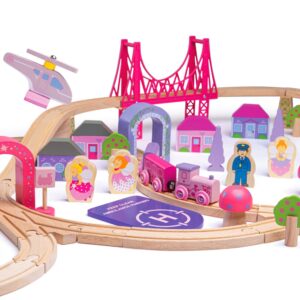 Bigjigs Rail Wooden Fairy Town Train Set - 75 Play Pieces