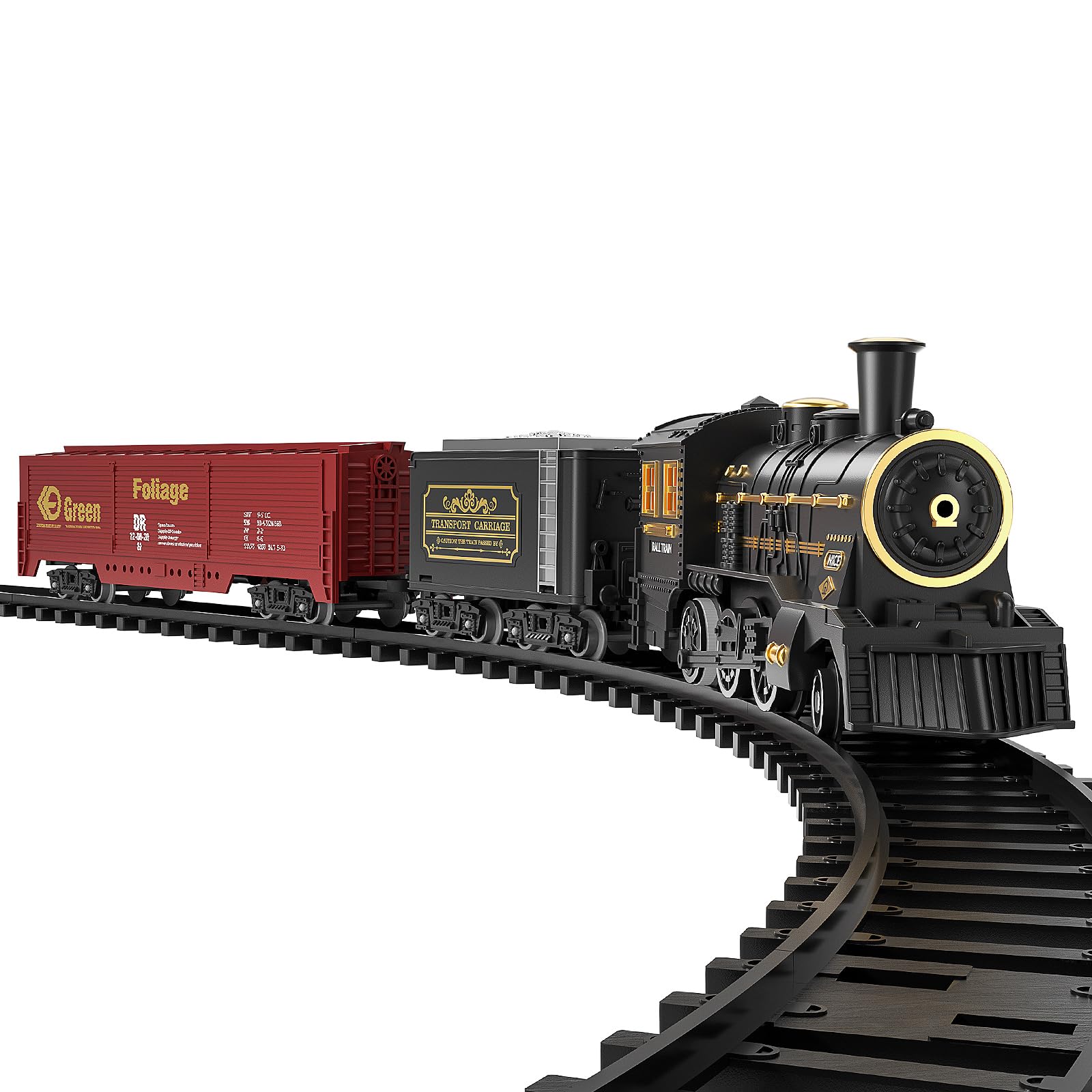 Electric Rechargeable Train Toy with Steam Engine for Kids 3 4 5 6 7+ Years Old, Model Train Set, Light and Sounds for Boys & Girls