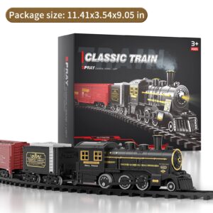 Electric Rechargeable Train Toy with Steam Engine for Kids 3 4 5 6 7+ Years Old, Model Train Set, Light and Sounds for Boys & Girls