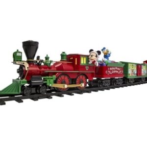 Lionel Battery-Operated Disney Mickey Mouse Express Toy Train Set with Locomotive, Train Cars, Track & Remote with Authentic Train Sounds, & Lights for Kids 4+