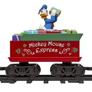 Lionel Battery-Operated Disney Mickey Mouse Express Toy Train Set with Locomotive, Train Cars, Track & Remote with Authentic Train Sounds, & Lights for Kids 4+