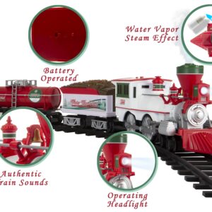 Lionel Battery-Operated Winter Wonderland Express Toy Train Set with Locomotive, Train Cars, Track & Remote with Authentic Train Sounds, Steam & Lights for Kids 4+