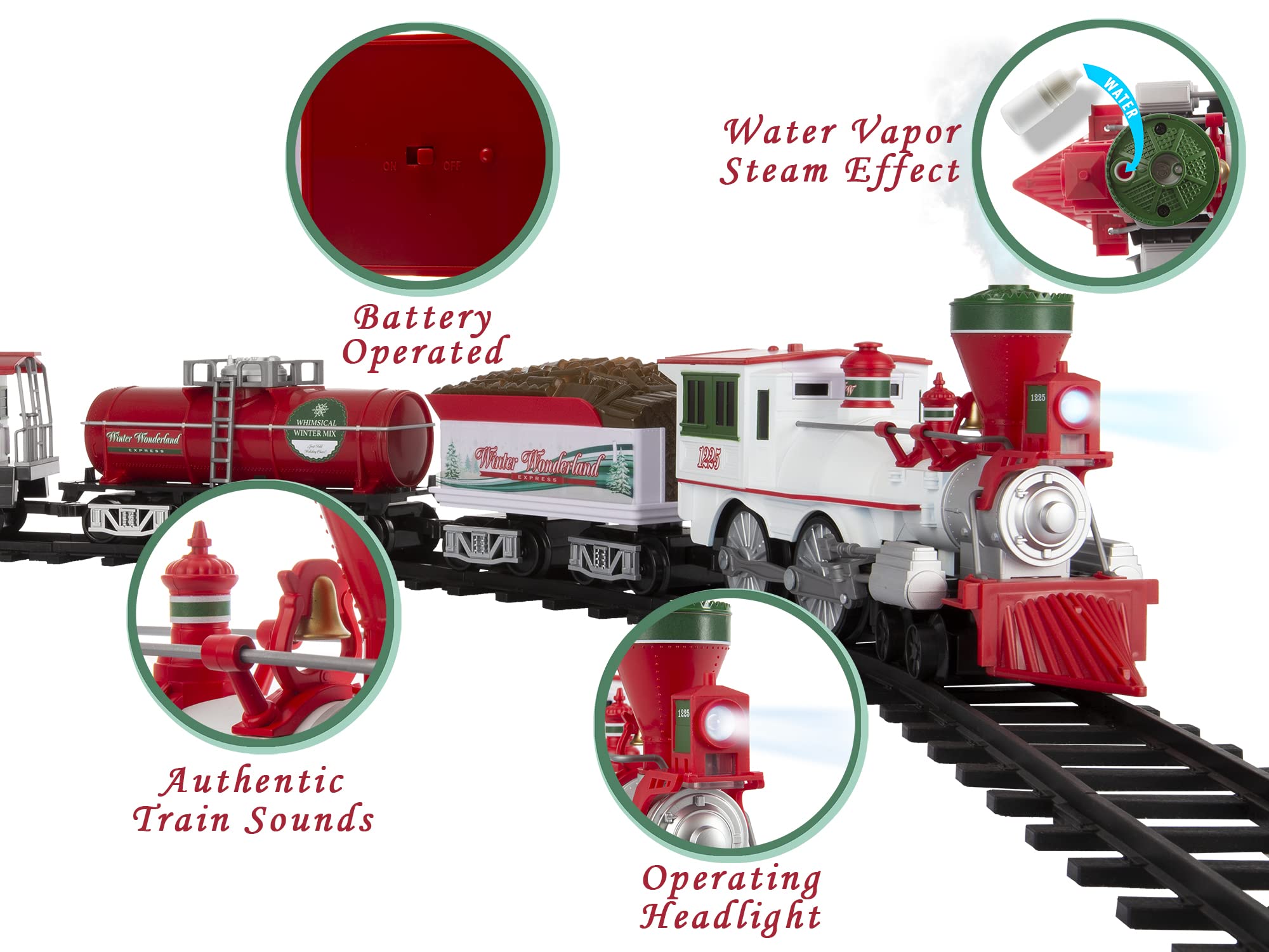 Lionel Battery-Operated Winter Wonderland Express Toy Train Set with Locomotive, Train Cars, Track & Remote with Authentic Train Sounds, Steam & Lights for Kids 4+