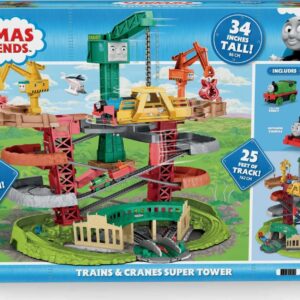 Thomas & Friends Multi-Level Toy Track Set, Trains & Cranes Super Tower with Thomas & Percy Engines for Preschool Kids Ages 3+ Years​ (Amazon Exclusive)