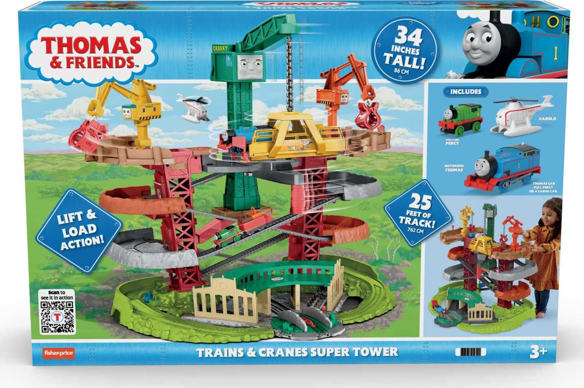 Thomas & Friends Multi-Level Toy Track Set, Trains & Cranes Super Tower with Thomas & Percy Engines for Preschool Kids Ages 3+ Years​ (Amazon Exclusive)