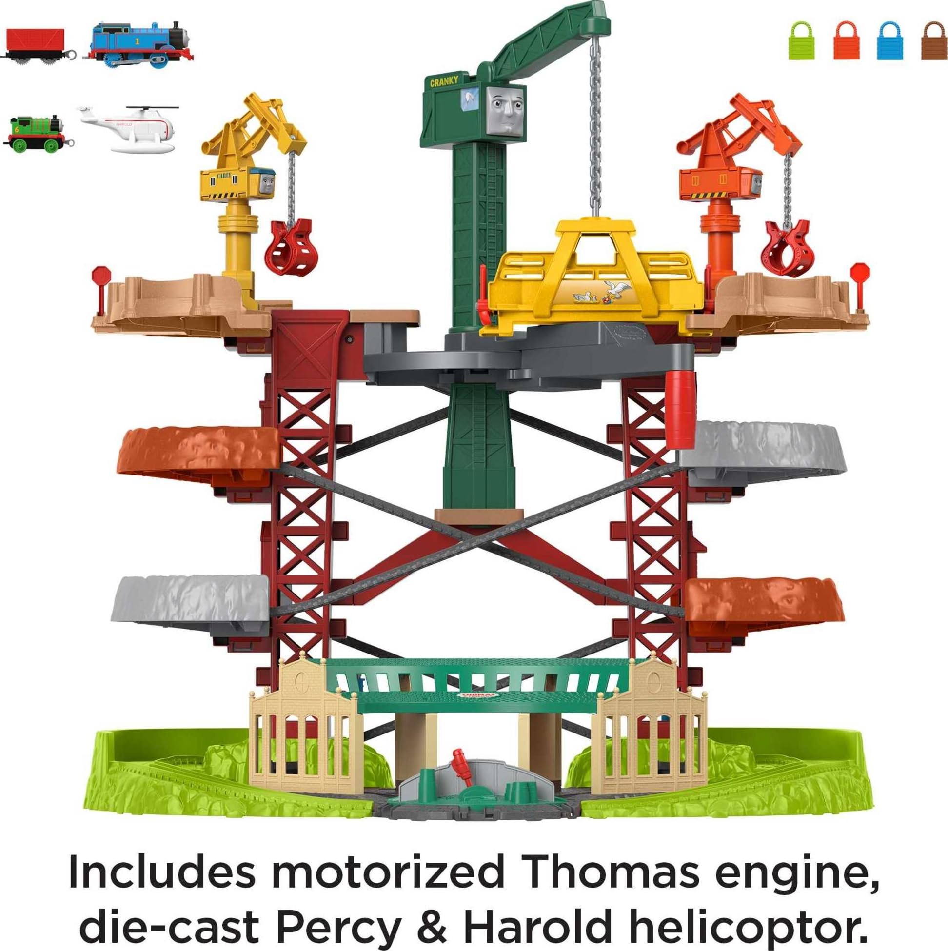 Thomas & Friends Multi-Level Toy Track Set, Trains & Cranes Super Tower with Thomas & Percy Engines for Preschool Kids Ages 3+ Years​ (Amazon Exclusive)