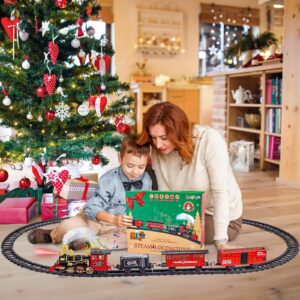 Letapapa Train Set, Christmas Train Sets for Under The Tree, Electric Train Toy for Boys & Girls, Toy Train w/Steam Locomotive, Tracks, Lights & Sound, for 3 4 5 6 7 8+ Year Old Kids