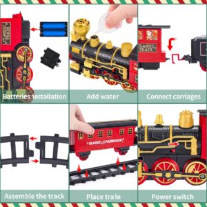 Letapapa Train Set, Christmas Train Sets for Under The Tree, Electric Train Toy for Boys & Girls, Toy Train w/Steam Locomotive, Tracks, Lights & Sound, for 3 4 5 6 7 8+ Year Old Kids