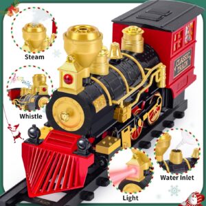 Letapapa Train Set, Christmas Train Sets for Under The Tree, Electric Train Toy for Boys & Girls, Toy Train w/Steam Locomotive, Tracks, Lights & Sound, for 3 4 5 6 7 8+ Year Old Kids