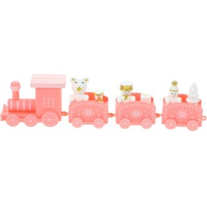 amosfun christmas tree train decorations christmas train set for around/under the tree tracks electric train sets mini christmas tree train plastic train table decor pink