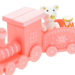 Amosfun Christmas Tree Train Decorations Christmas Train Set for Around/Under The Tree Tracks Electric Train Sets Mini Christmas Tree Train Plastic Train Table Decor Pink