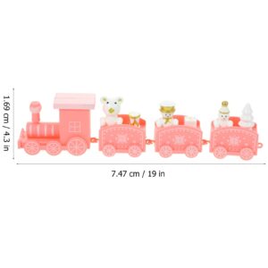 Amosfun Christmas Tree Train Decorations Christmas Train Set for Around/Under The Tree Tracks Electric Train Sets Mini Christmas Tree Train Plastic Train Table Decor Pink