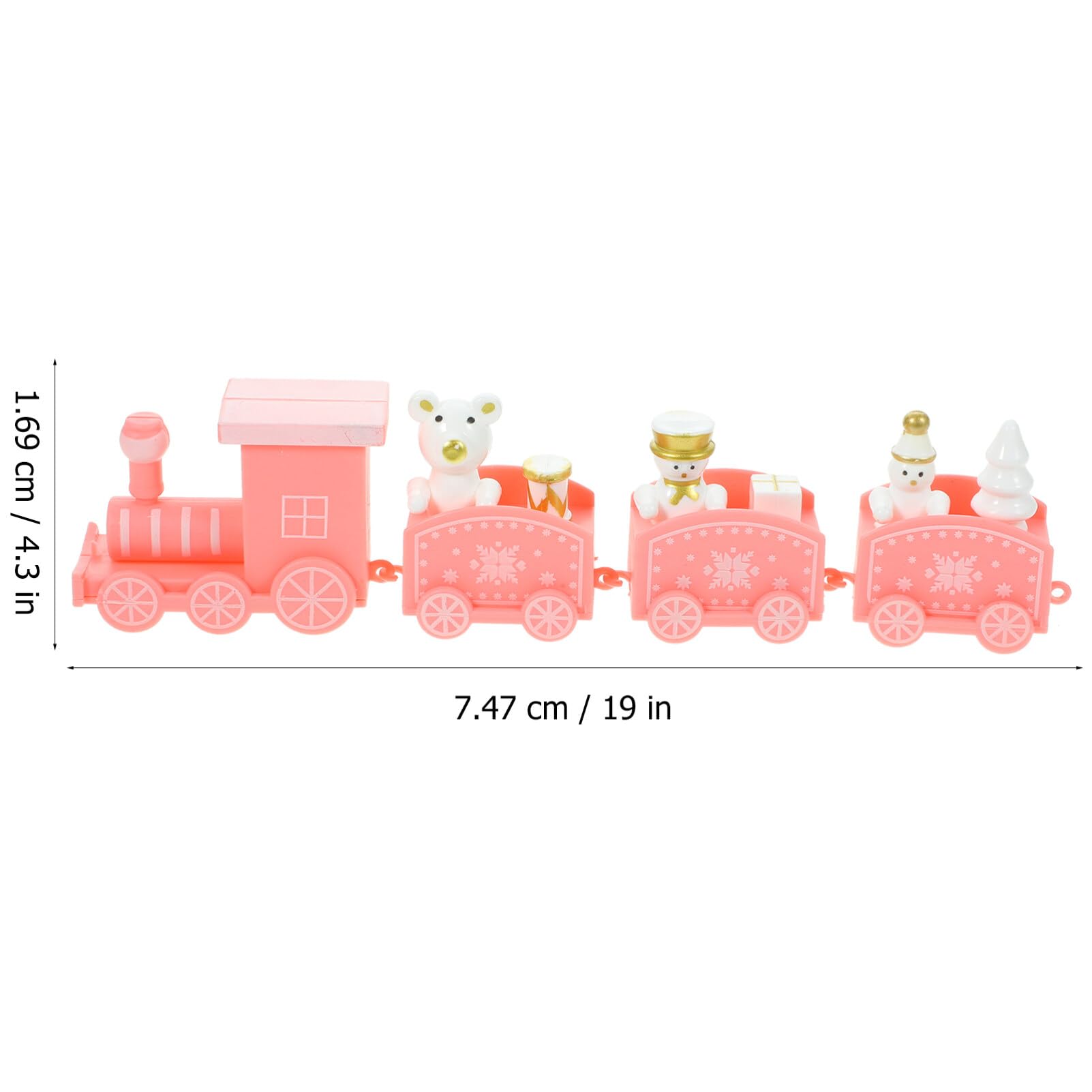 Amosfun Christmas Tree Train Decorations Christmas Train Set for Around/Under The Tree Tracks Electric Train Sets Mini Christmas Tree Train Plastic Train Table Decor Pink