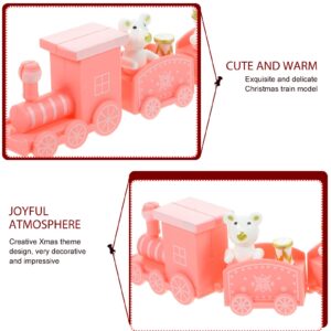 Amosfun Christmas Tree Train Decorations Christmas Train Set for Around/Under The Tree Tracks Electric Train Sets Mini Christmas Tree Train Plastic Train Table Decor Pink