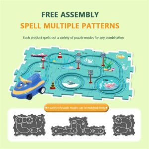 Puzzle Racer Kids Car Track Set - 2024 Best Blooming Babies Puzzle Racer, Children's Educational Puzzle Track Car Play Set,Puzzle Track for Kids (5 Pcs, 4Sets)