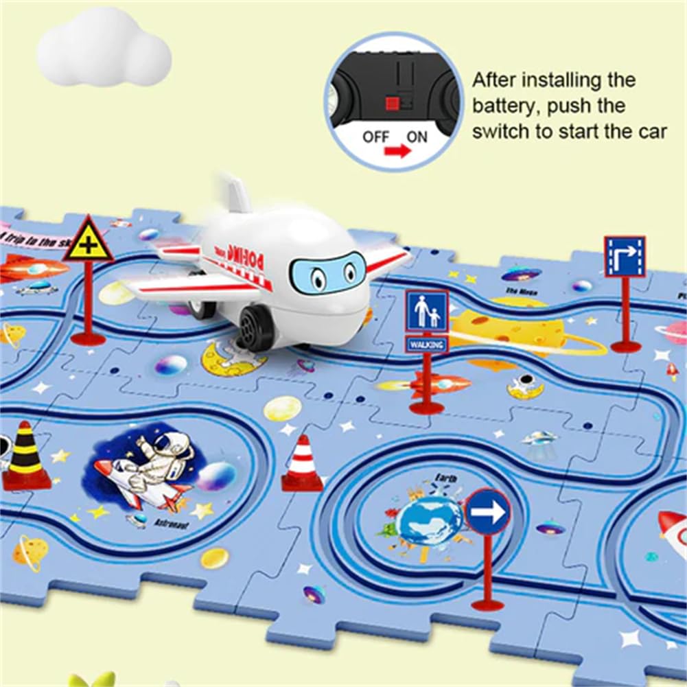 Puzzle Racer Kids Car Track Set - 2024 Best Blooming Babies Puzzle Racer, Children's Educational Puzzle Track Car Play Set,Puzzle Track for Kids (5 Pcs, 4Sets)