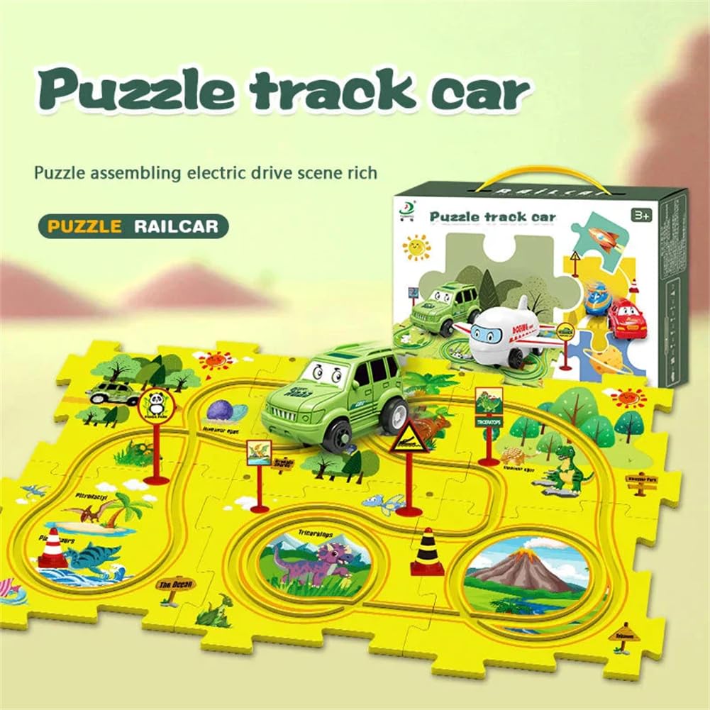 Puzzle Racer Kids Car Track Set - 2024 Best Blooming Babies Puzzle Racer, Children's Educational Puzzle Track Car Play Set,Puzzle Track for Kids (5 Pcs, 4Sets)