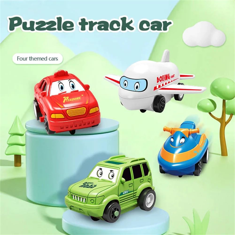 Puzzle Racer Kids Car Track Set - 2024 Best Blooming Babies Puzzle Racer, Children's Educational Puzzle Track Car Play Set,Puzzle Track for Kids (5 Pcs, 4Sets)