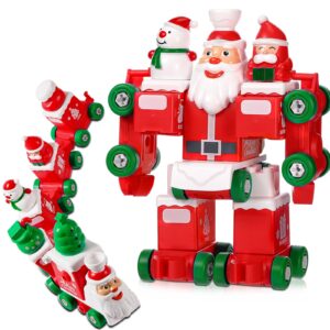 sratte christmas building blocks trains toys set for kids transformable santa claus robot toy christmas train building toys for indoor christmas decorations holiday birthday gifts for boys and girls