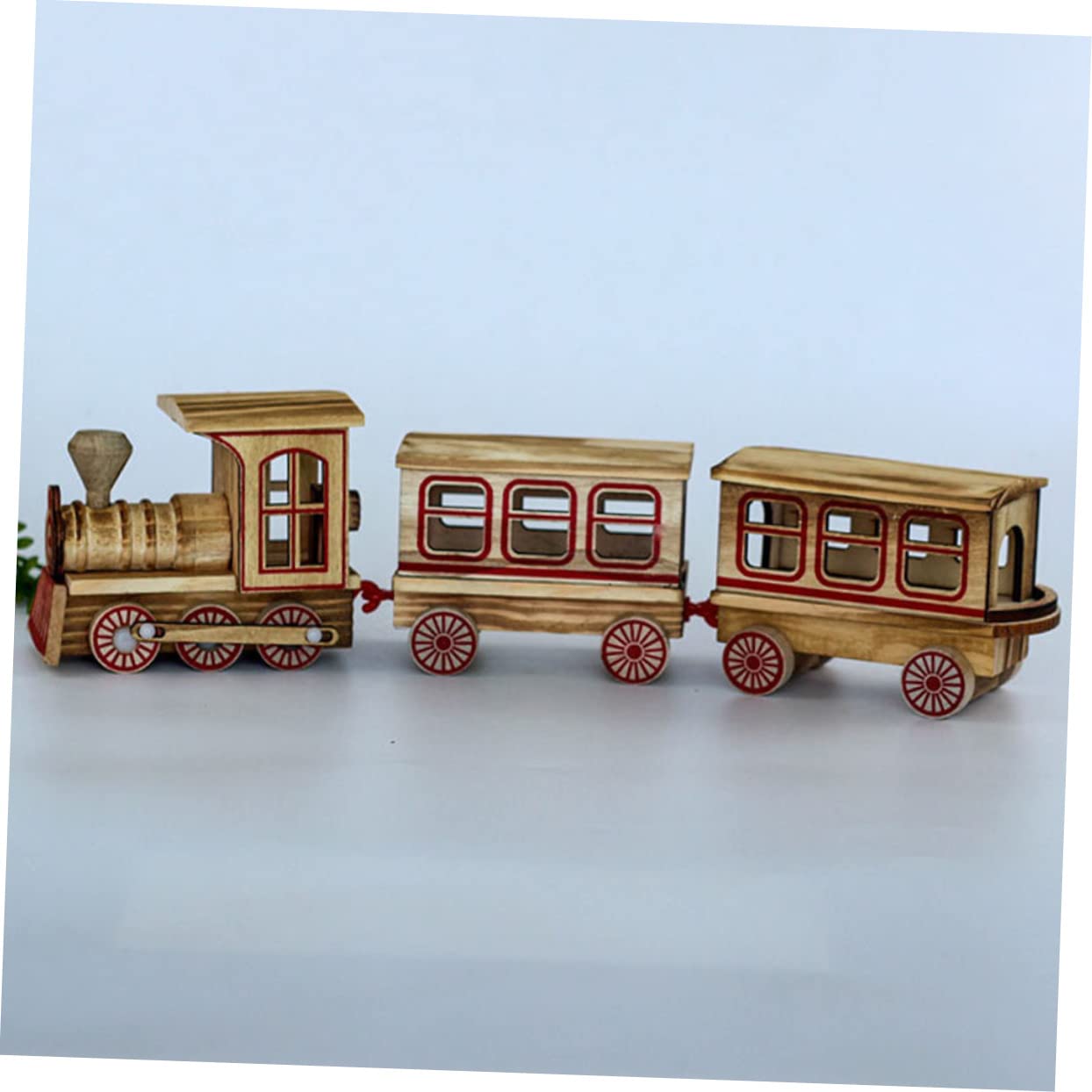 ibasenice 1 Set Wooden Christmas Train Desktop Toys Dining Table Centerpieces Christmas Decor Simulation Train Christmas Train Toy Santa Claus Toy Xmas Train Model Ornament Decorative Prop