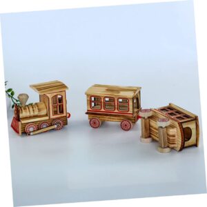 ibasenice 1 Set Wooden Christmas Train Desktop Toys Dining Table Centerpieces Christmas Decor Simulation Train Christmas Train Toy Santa Claus Toy Xmas Train Model Ornament Decorative Prop