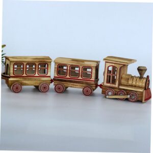 ibasenice 1 Set Wooden Christmas Train Desktop Toys Dining Table Centerpieces Christmas Decor Simulation Train Christmas Train Toy Santa Claus Toy Xmas Train Model Ornament Decorative Prop