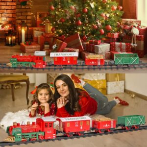 Electric Train Set for Boys and Girls - Christmas Train Set with Real Smoke, Sounds & Lights - Classic Toy Train with Steam Locomotive Engine - Includes 3 Train Cars and 10 Tracks