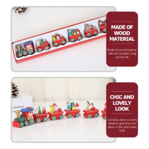 ifundom 1 Set Christmas Train Ornaments 2000s Party Decorations Train Centerpiece Decoration Christmas Wood Toy Train Figures Red Decorations Christmas Train Decorations Statue Wooden