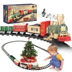 xingying train set - electric train toys, toddler train w/light and sounds (on/off), classical train sets for boys w/locomotive,carriages and tracks,christmas toy train gifts for 3 4 5 6 year old kids