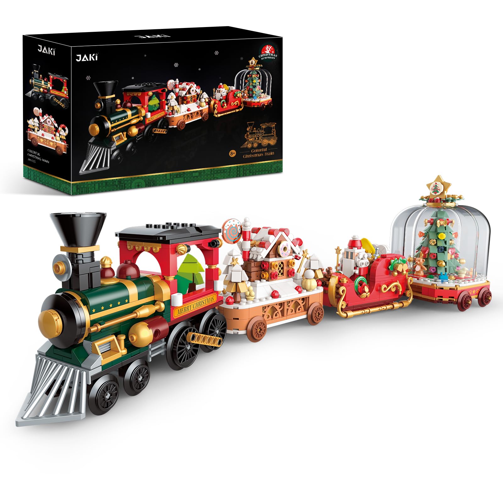 JAKI Christmas Train Building Kits, DIY Building Block Train Sets Toys STEM Educational Learning Science Building for 8+ Year Old Kids Boys Girls (1000+Pieces)