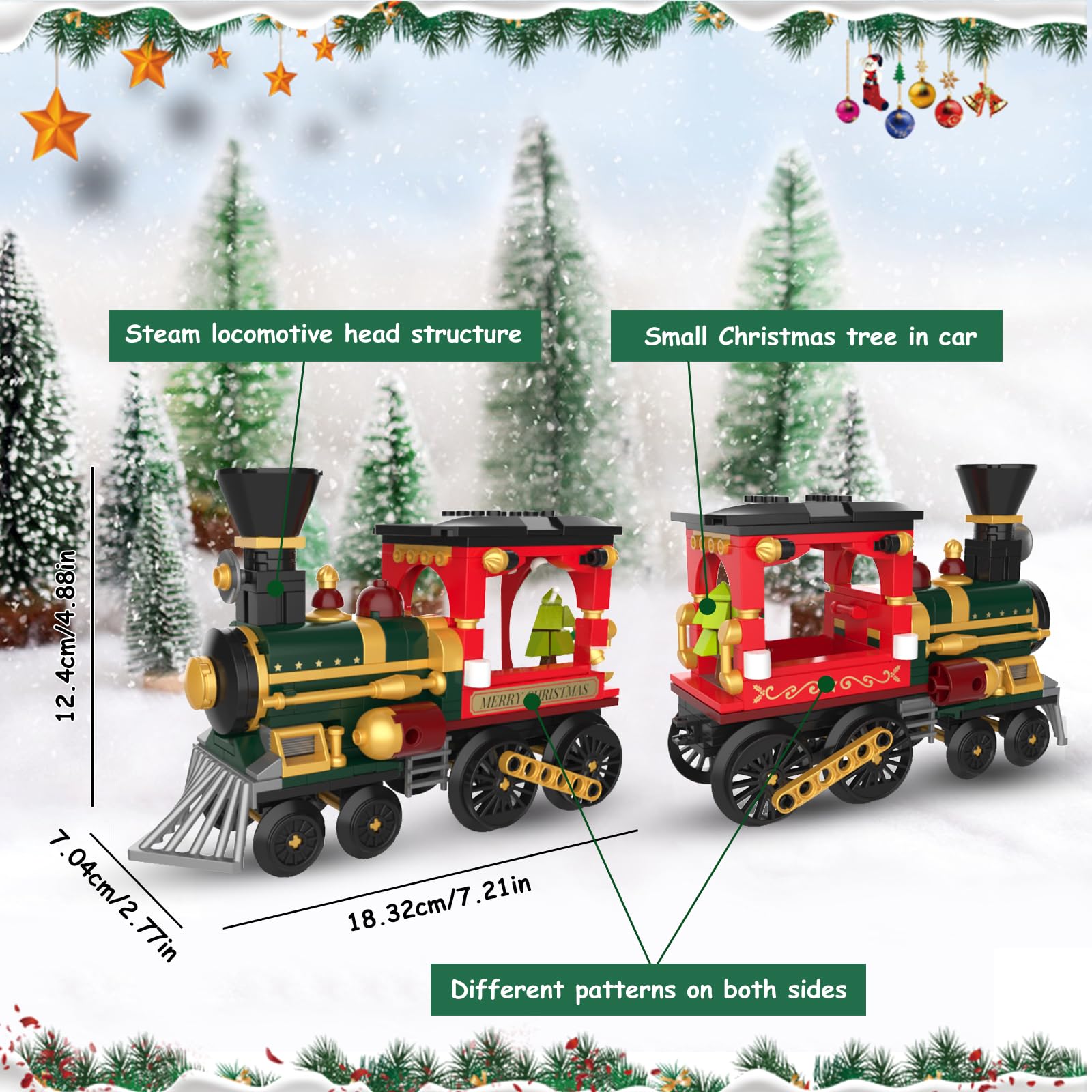 JAKI Christmas Train Building Kits, DIY Building Block Train Sets Toys STEM Educational Learning Science Building for 8+ Year Old Kids Boys Girls (1000+Pieces)