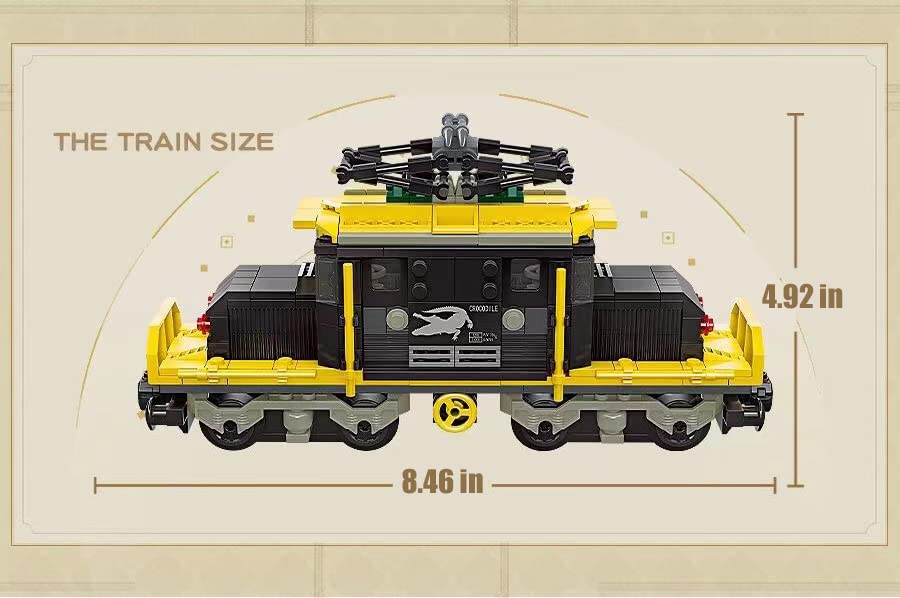 BDYDT Train Crocodile Locomotive Building Blocks Sets（669 Pieces） The Train Building Block Set restores The Iconic Crocodile Locomotive; Great Gift Idea for Train Enthusiasts Lovers